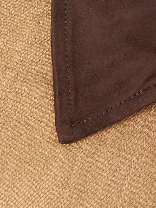 KARTIK RESEARCH Jodhpur Herringbone Cotton Jacket With Suede Trim - Brown