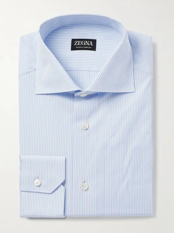 Zegna Striped Cotton Shirt - Blue