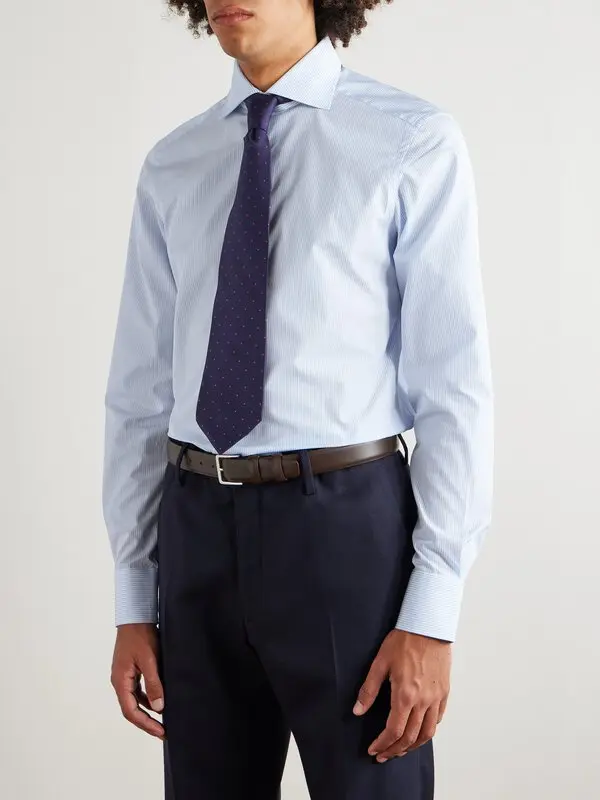 Zegna Striped Cotton Shirt - Blue