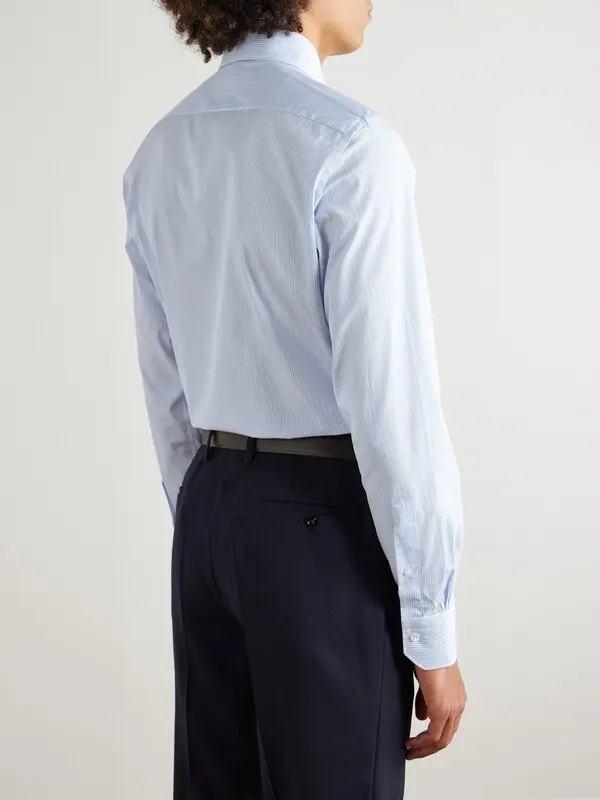 Zegna Striped Cotton Shirt - Blue