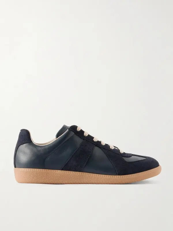 MAISON MARGIELA Replica Leather And Suede Sneakers - Blue