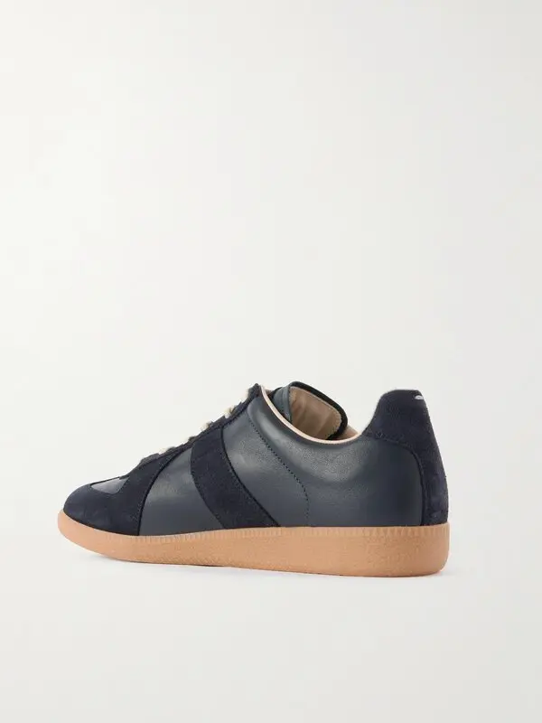 MAISON MARGIELA Replica Leather And Suede Sneakers - Blue