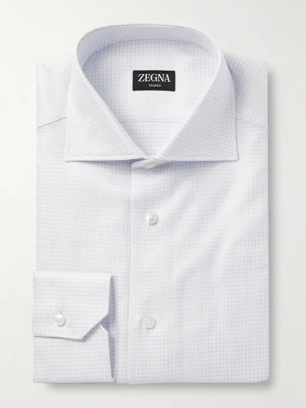 Zegna Checked Cotton Shirt - White
