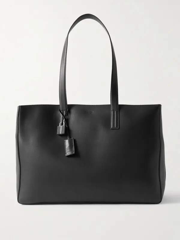 TOM FORD Logo-debossed Leather Tote Bag - Black