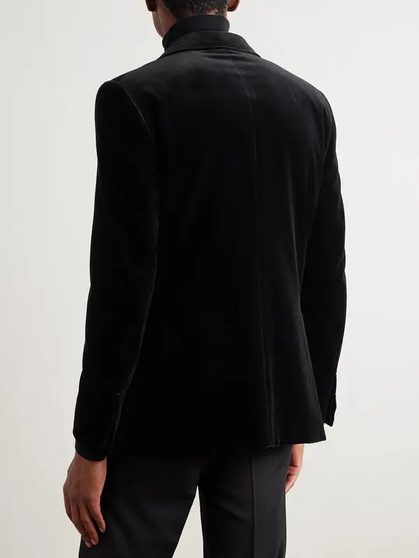 Zegna Satin-trimmed Cotton-velvet Tuxedo Jacket - Black