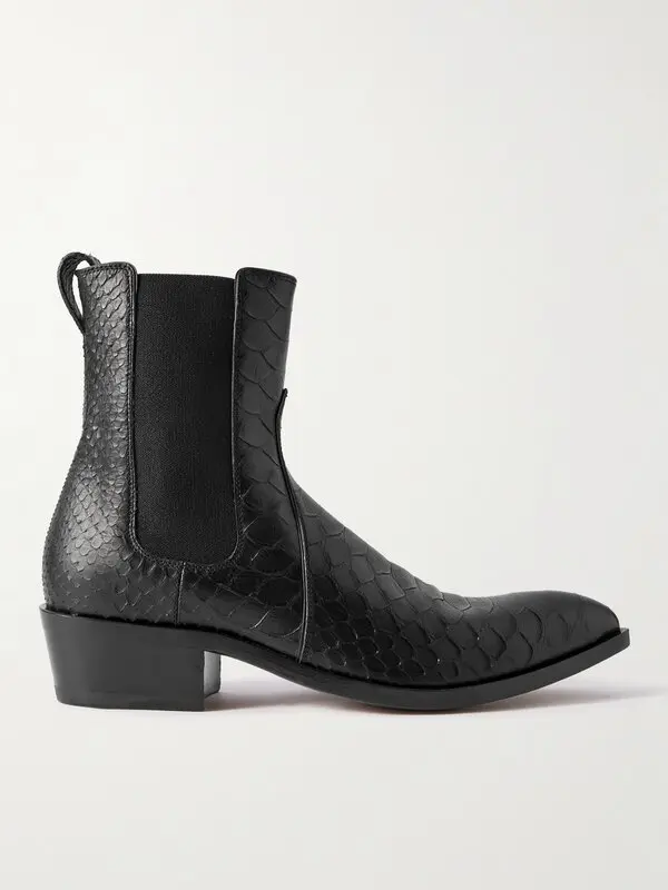 TOM FORD Python-effect Leather Chelsea Boots