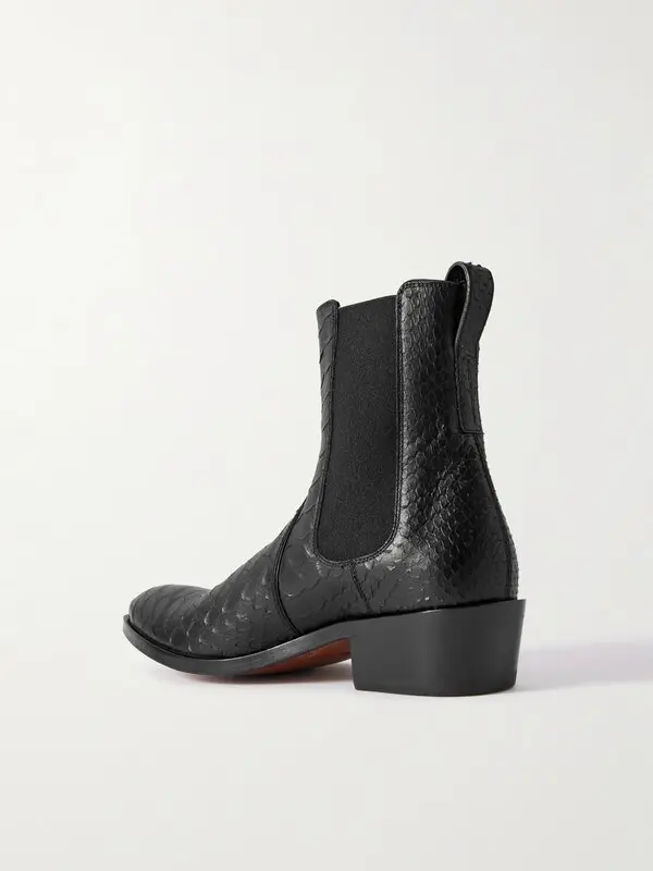 TOM FORD Python-effect Leather Chelsea Boots