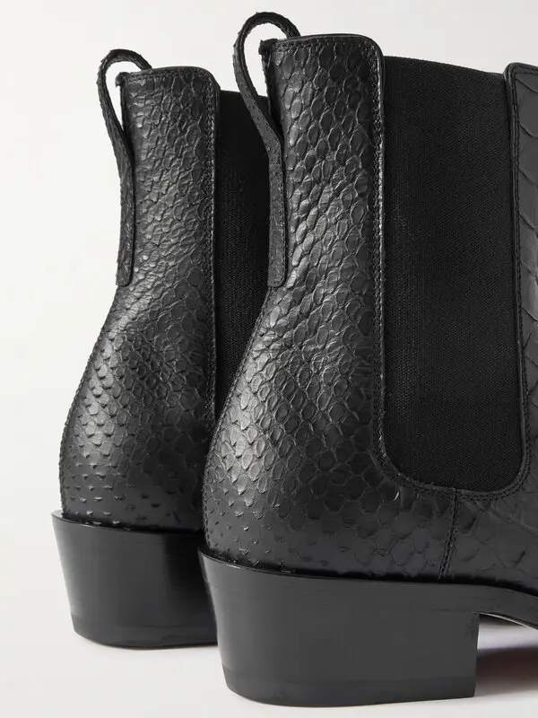 TOM FORD Python-effect Leather Chelsea Boots