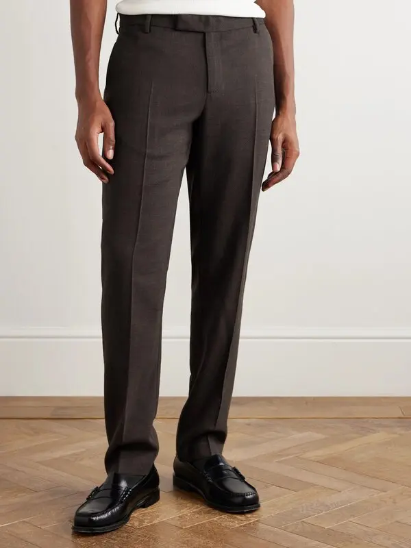 Sunspel Straight-leg Textured Wool-blend Suit Trousers