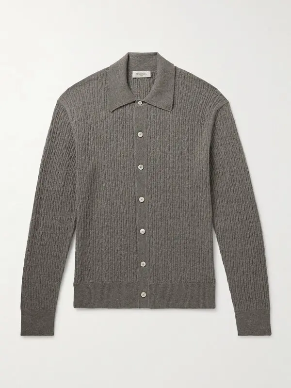 PIACENZA CASHMERE 1733 Slim-fit Ribbed Virgin Wool Shirt