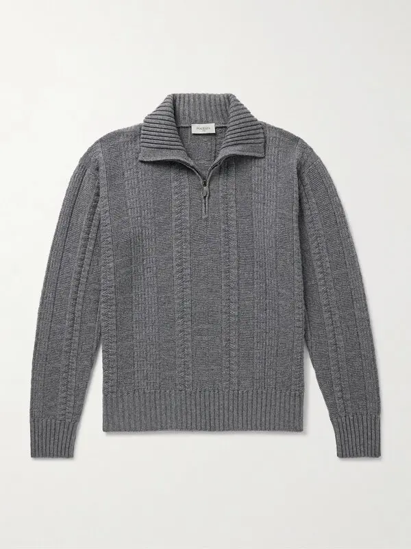 PIACENZA CASHMERE 1733 Textured Cashmere Half-zip Sweater