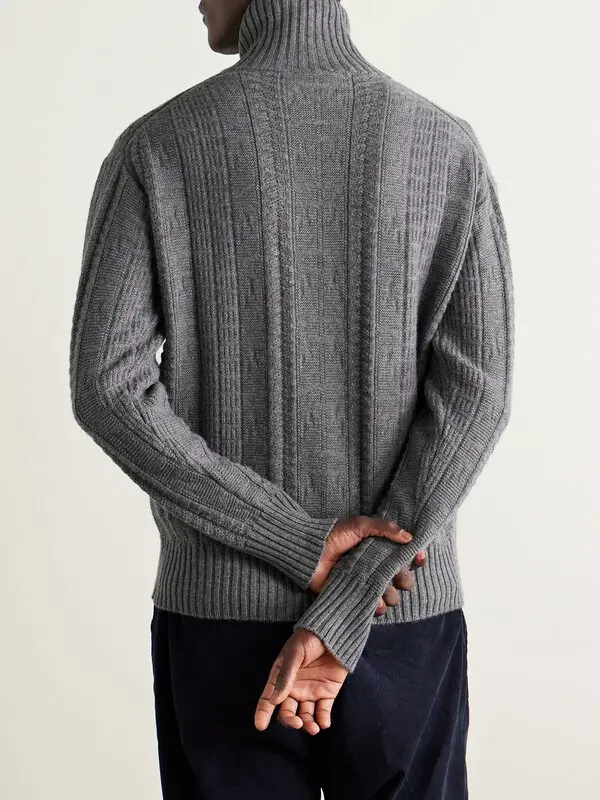 PIACENZA CASHMERE 1733 Textured Cashmere Half-zip Sweater