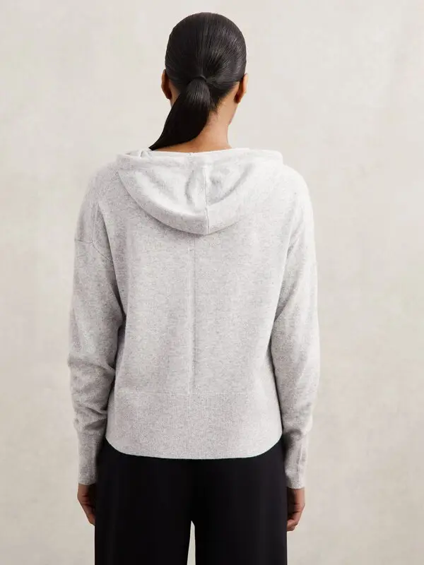 REISS Wool-blend Button-through Hoodie With Cashmere