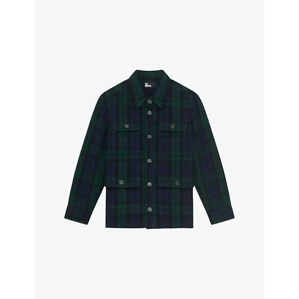 The Kooples Checked Flap-pocket Wool-blend Overshirt