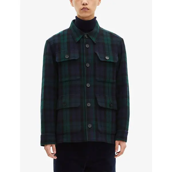 The Kooples Checked Flap-pocket Wool-blend Overshirt
