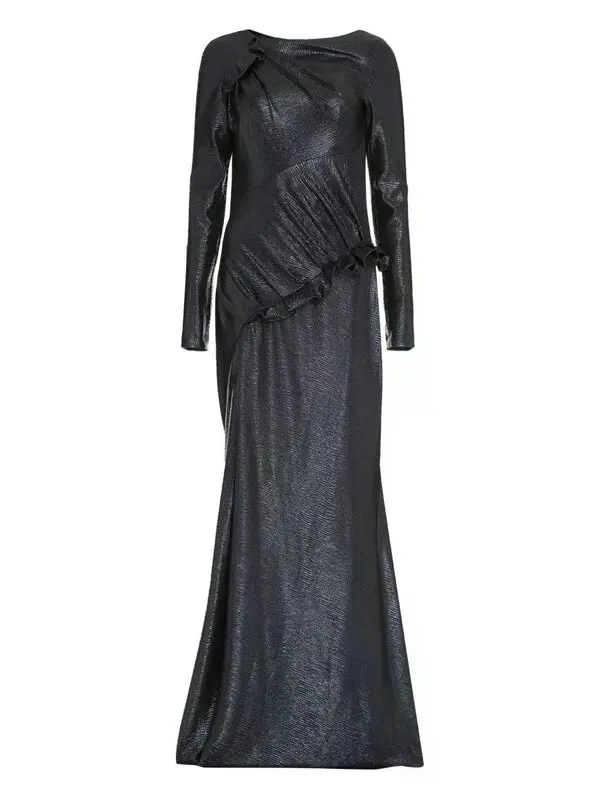 Talbot Runhof Draped Ruffled Maxi Dress