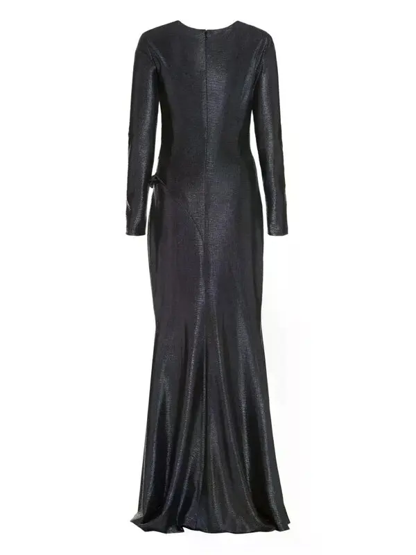 Talbot Runhof Draped Ruffled Maxi Dress
