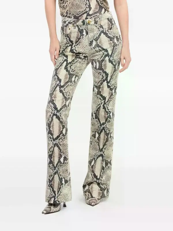 Roberto Cavalli Python-print Trousers - Brown