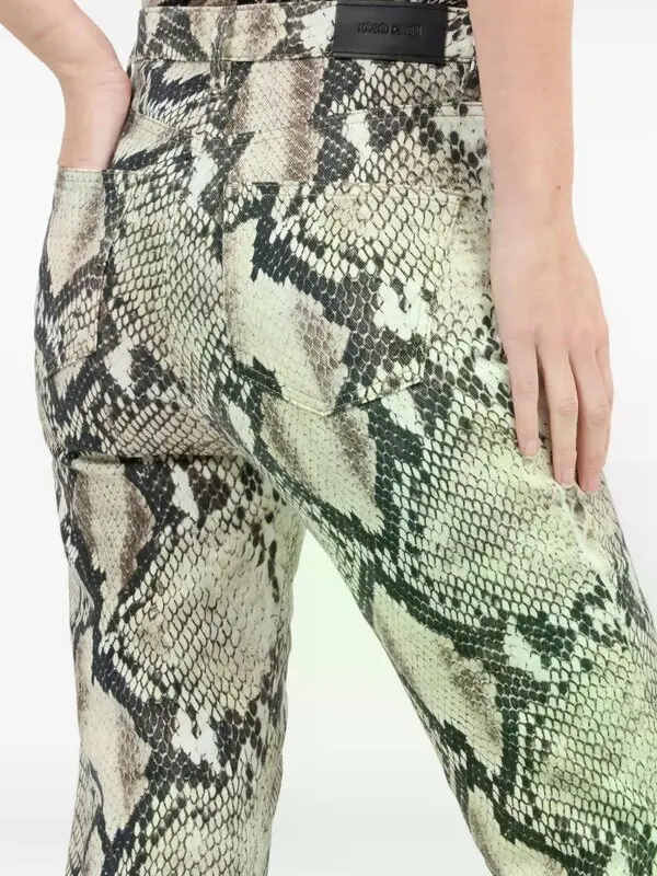 Roberto Cavalli Python-print Trousers - Brown