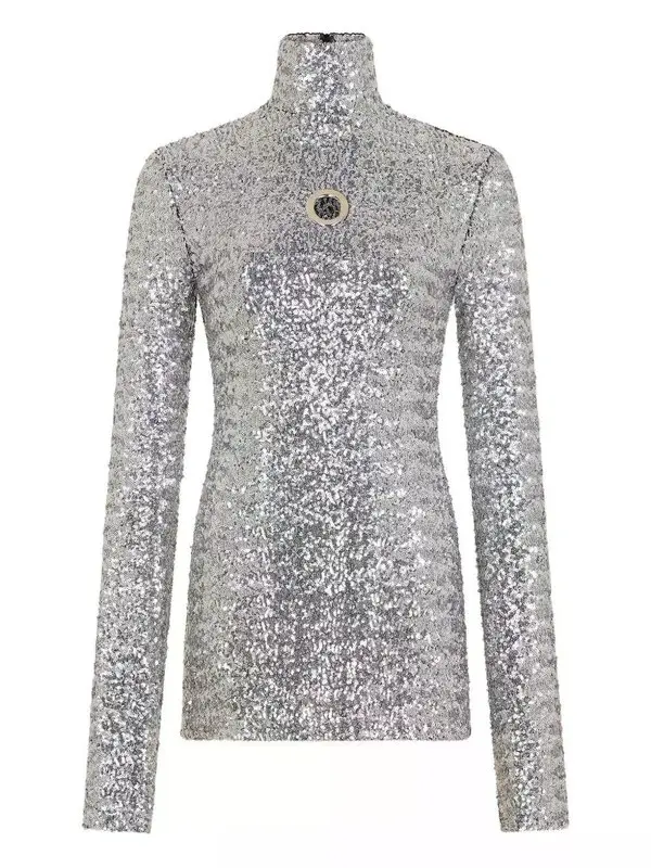 Rabanne Cut-out Long-sleeved Top - Silver