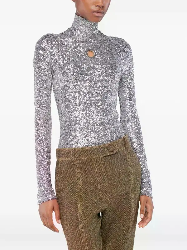 Rabanne Cut-out Long-sleeved Top - Silver