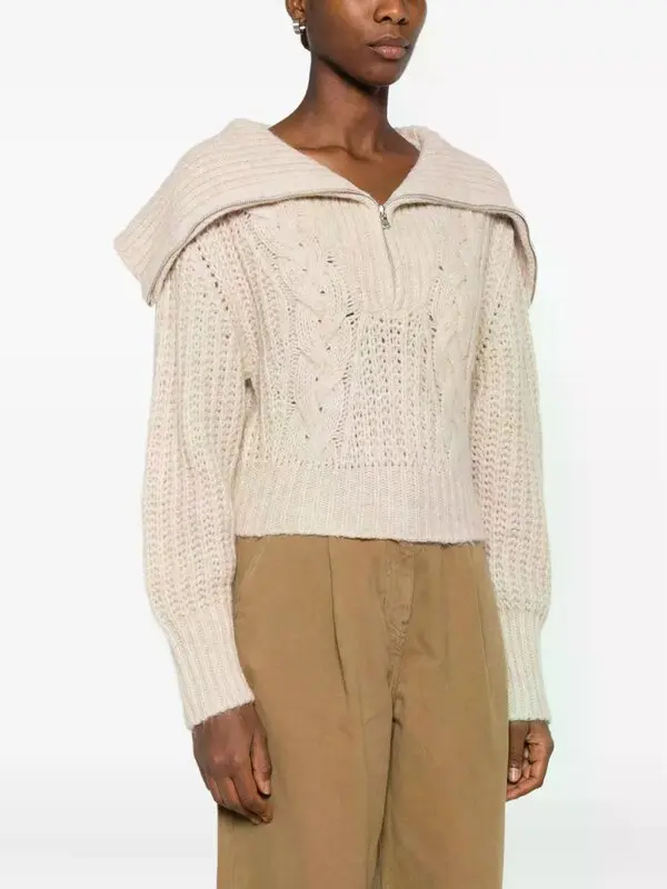 IRO PARIS Cable-knit Half-zip Jumper - Neutrals
