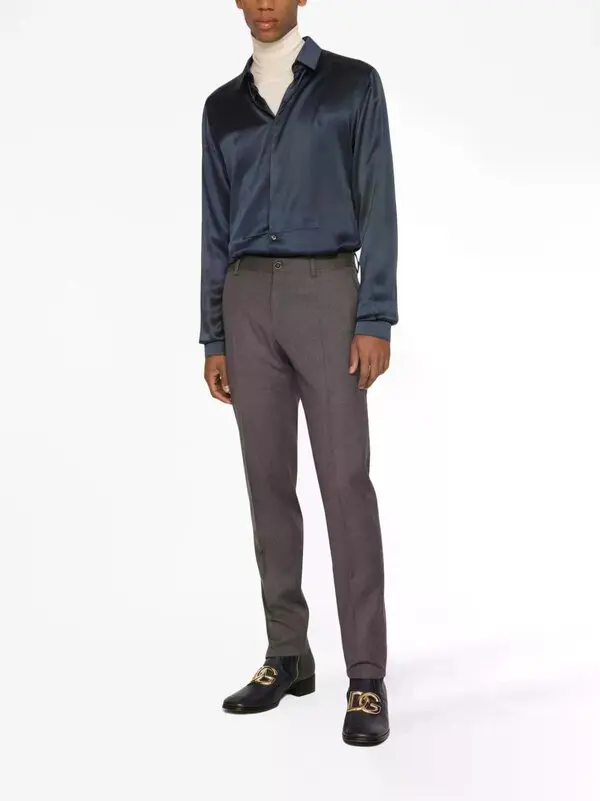 Dolce & Gabbana Tailored Flannel Trousers With Pressed Crease