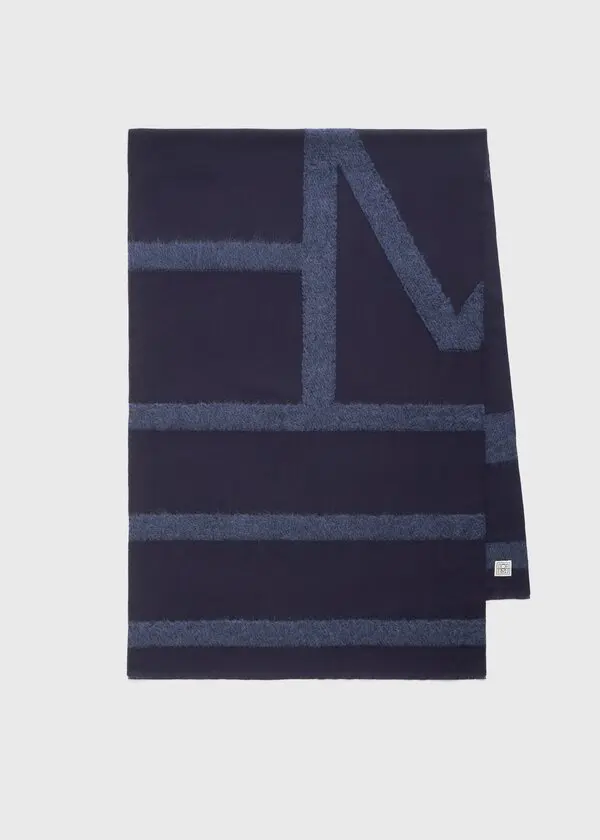 TOTEME Monogram Twill Scarf - Navy