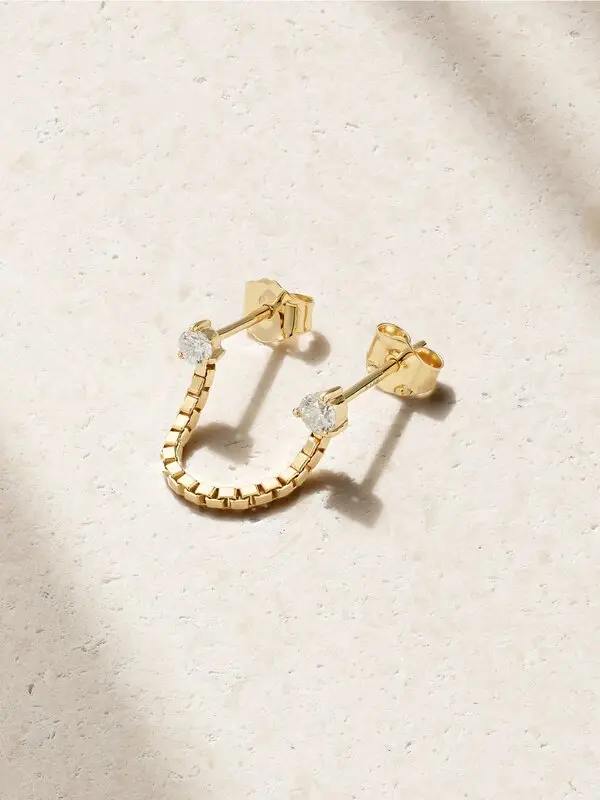 STONE AND STRAND Block Chain Diamond Single Earring - Gold