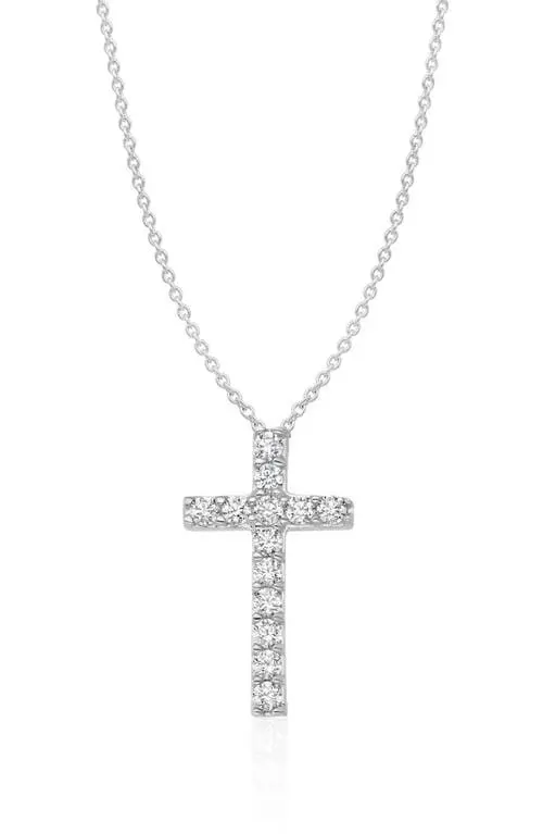 CRISLU Cubic Zirconia Cross Pendant Necklace - Pure Platinum/clear Stone