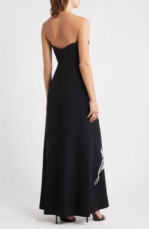 Parker Floral Appliqu Strapless Maxi Dress In Rich Black - 45% Off |  Editorialist