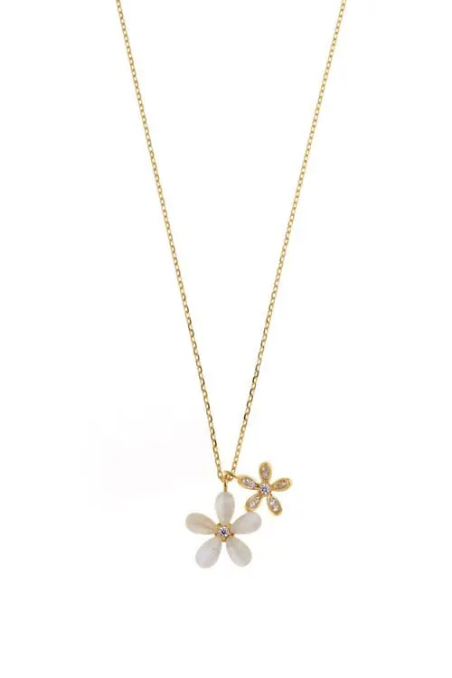 ARTE NOVA JEWELLERY Two Flowers Silver Necklace - Silver Gold Plated