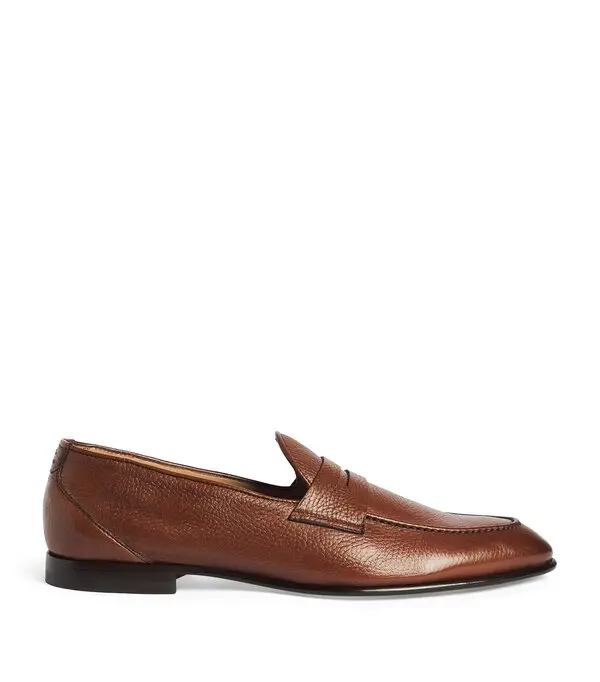 Isaia Leather Penny Loafers