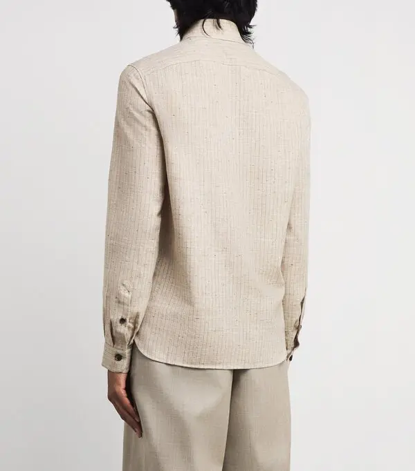 Isaia Wool-silk-linen Stripe Overshirt