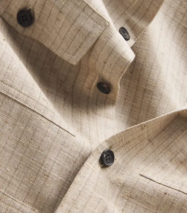 Isaia Wool-silk-linen Stripe Overshirt