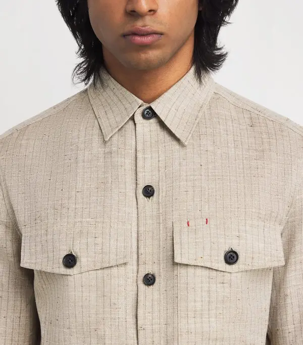 Isaia Wool-silk-linen Stripe Overshirt