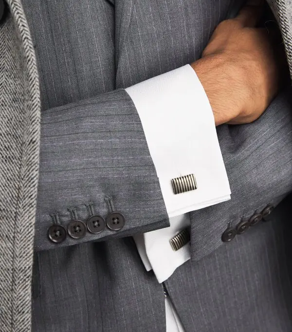 Giorgio Armani Sterling Silver Stripe-effect Cufflinks