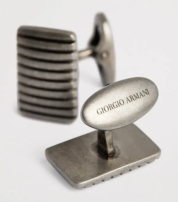 Giorgio Armani Sterling Silver Stripe-effect Cufflinks