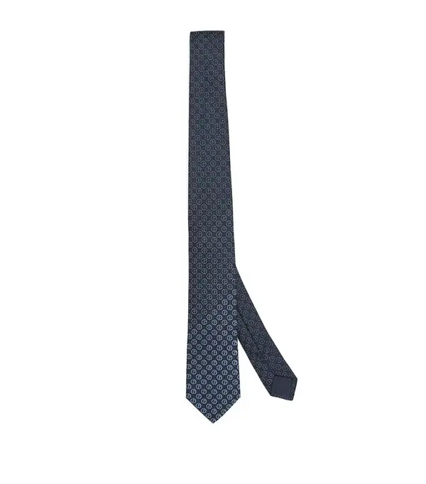 Giorgio Armani Silk Jacquard Monogram Tie - Blue