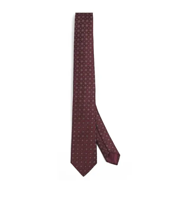 Giorgio Armani Silk Geometric Patterned Tie - Red