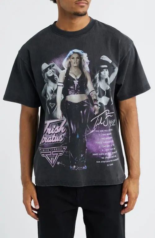 ID SUPPLY CO Wwe Trish Stratus Graphic T-shirt - Washed Black