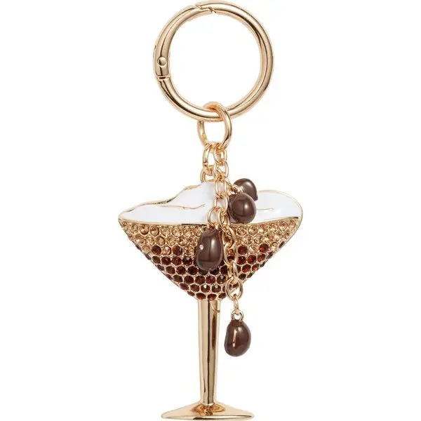 Chelsea28 Crystal-studded Espresso Martini Bag Charm - Brown Multi- Gold