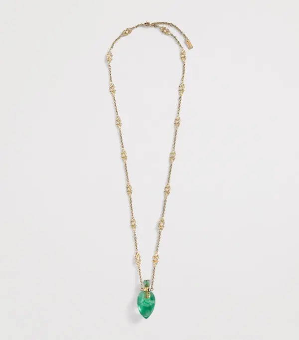 Chloé Tone Chain Necklace With Glass Pendant