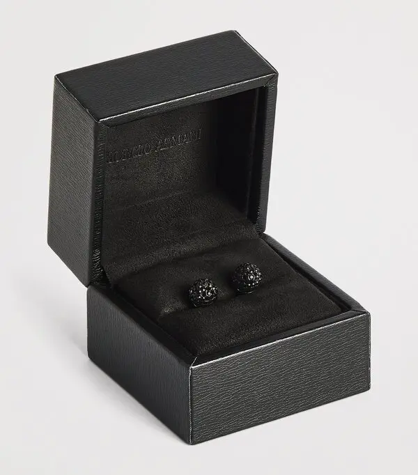 Giorgio Armani Sterling Silver Embellished Cufflinks - Black