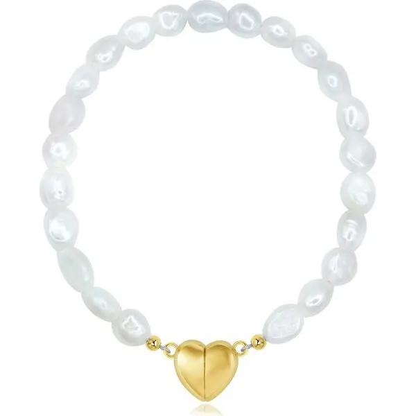 LA MENO Sea Of Love Freshwater Pearl Bracelet - Gold/white
