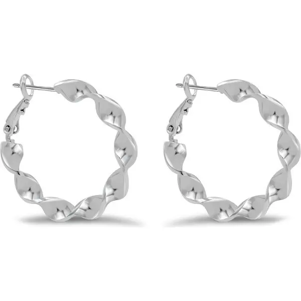 LA MENO Futurism Hoop Earrings - Silver