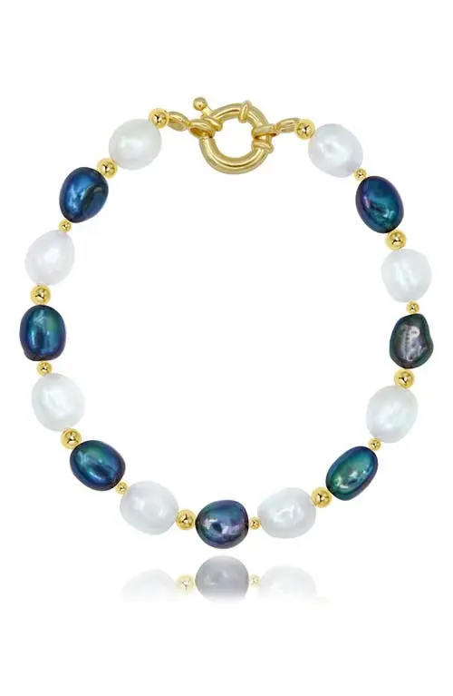 LA MENO Midnight Pearl Bracelet - White/purple