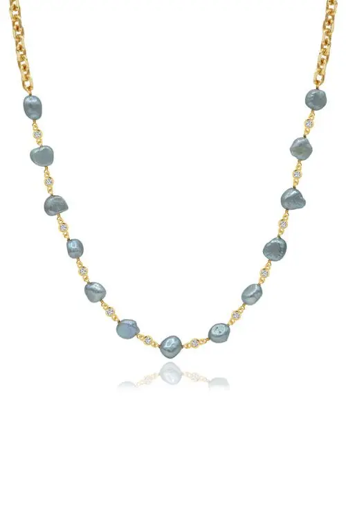 LA MENO Ocean Of Baroque Pearls Necklace - Gold/purple