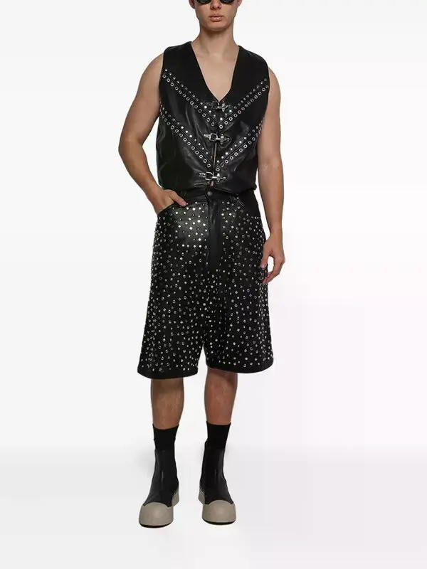 EARTHLING VIP Stud-embellished Leather Shorts