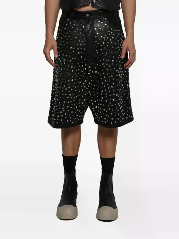 EARTHLING VIP Stud-embellished Leather Shorts